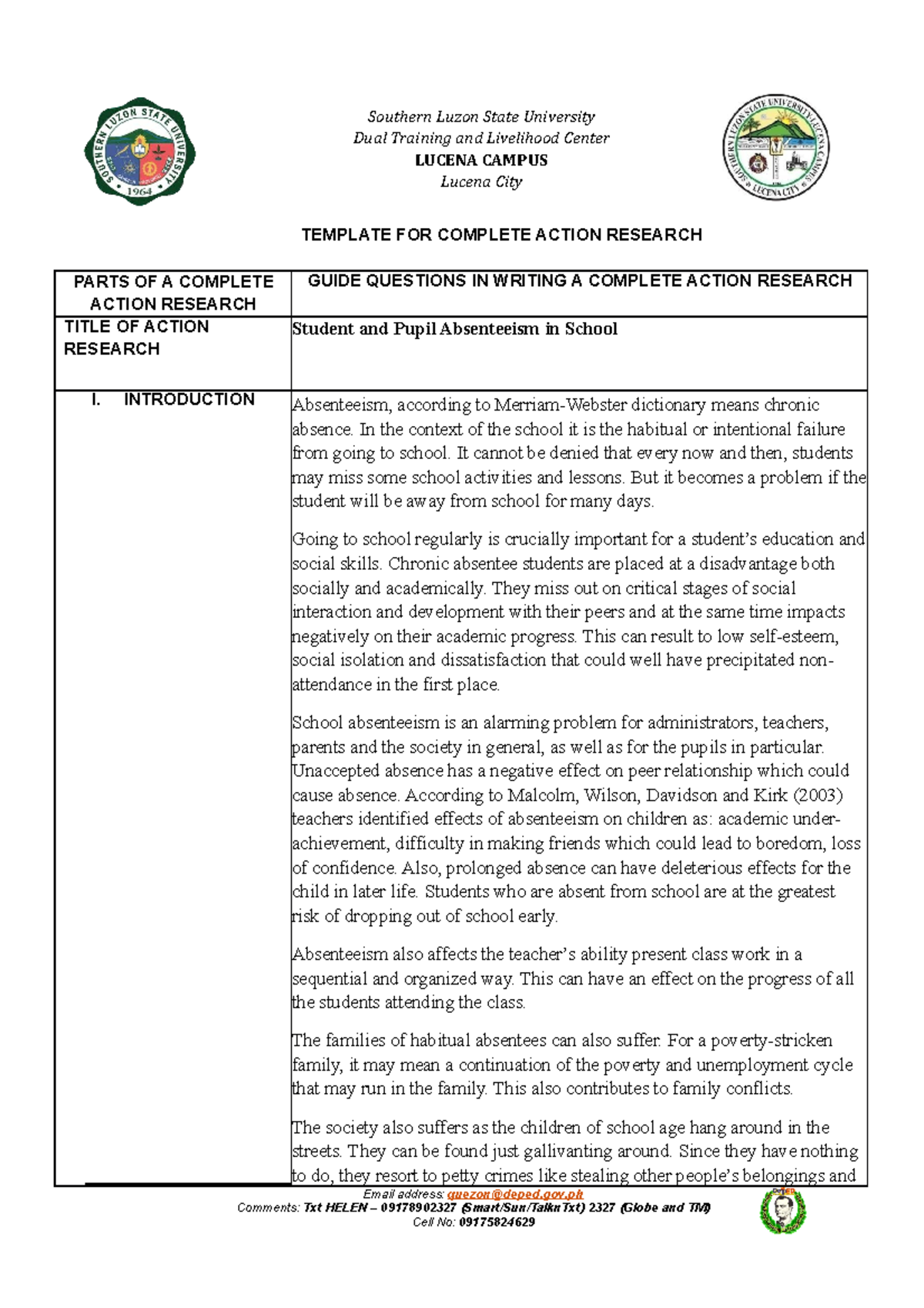 Purio-Escolano R - Thesis - TEMPLATE FOR COMPLETE ACTION RESEARCH PARTS ...