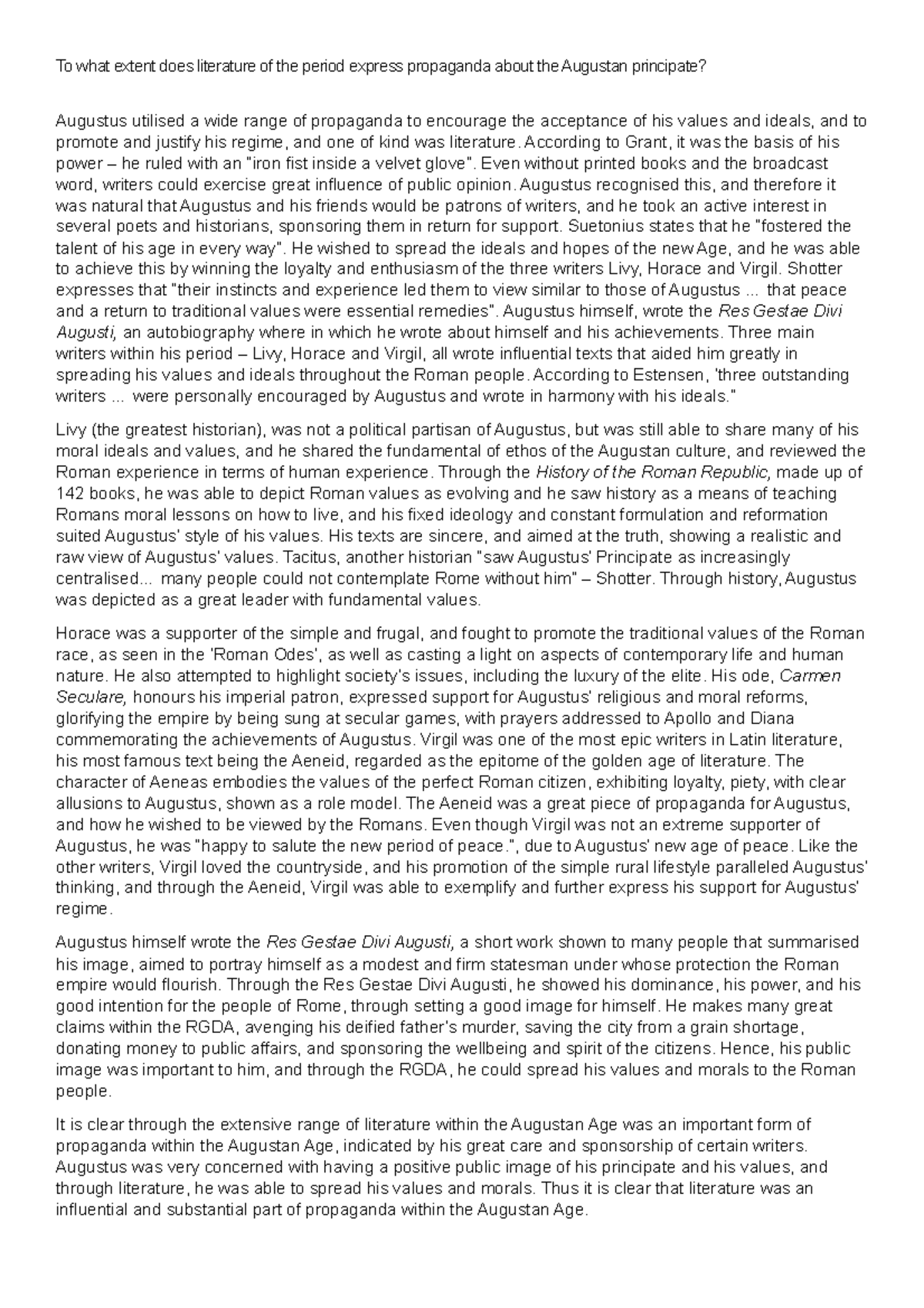 Literature and propaganda during the Augustan principate - To what ...