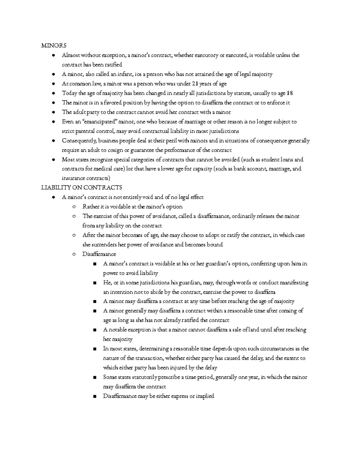 Chapter 14 - Test 3 - MINORS Almost without exception, a minor’s ...