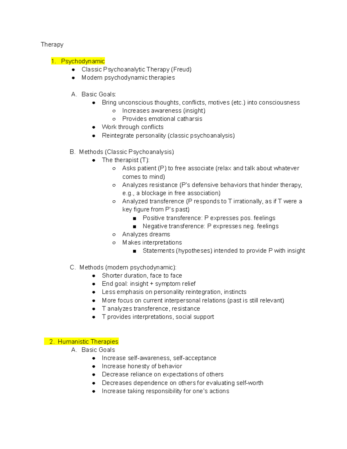 Therapy - All of these notes are for psych 101 taught by Michael Passer ...