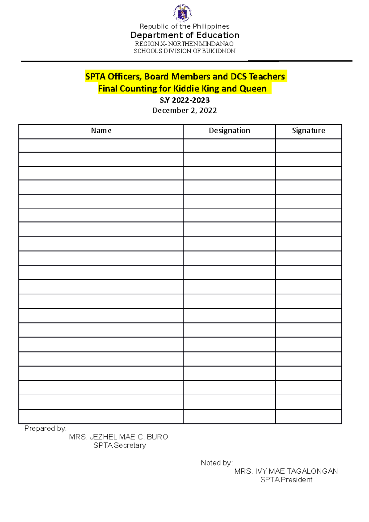 GSP Parents Meeting Attendance - Republic of the Philippines Department ...