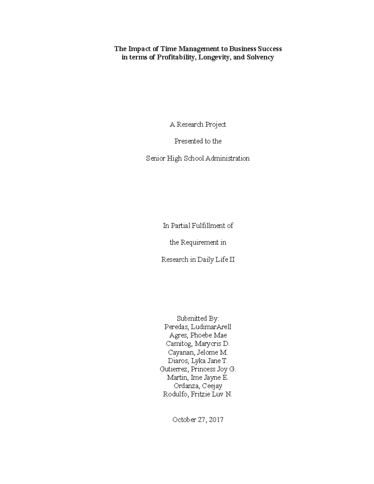 Final 1 - Research - The Impact of Time Management to Business ...