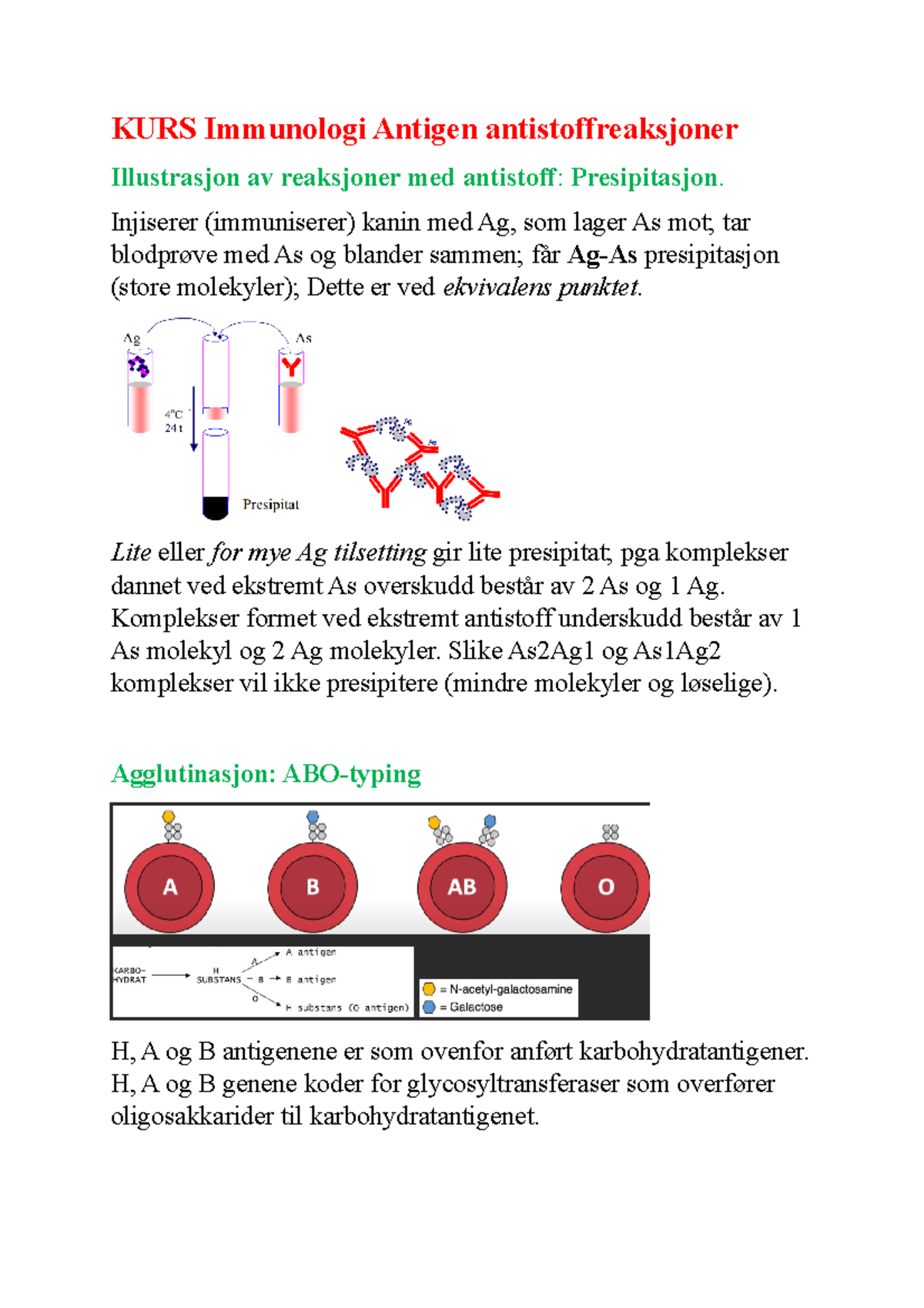 KURS Immunologi Antigen antistoffreaksjoner - KURS Immunologi Antigen ...