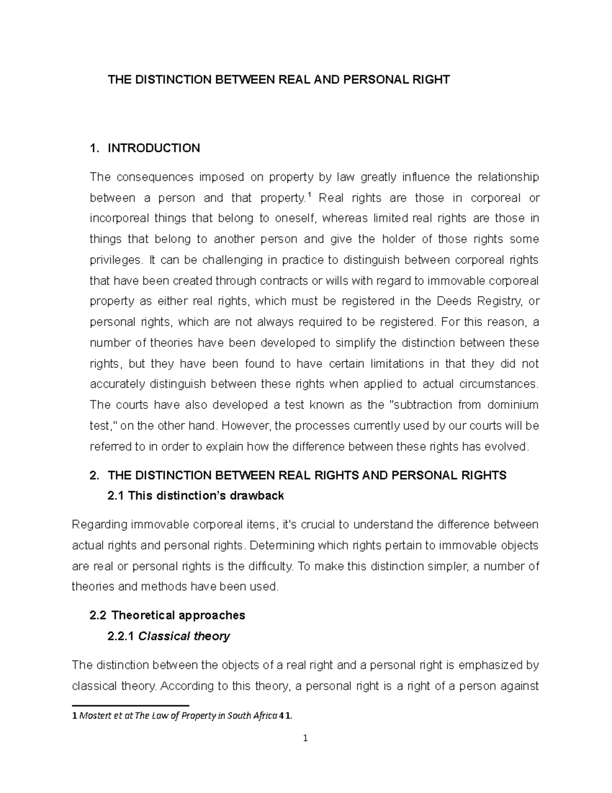 THE Distinction Between REAL AND Personal Right - THE DISTINCTION ...