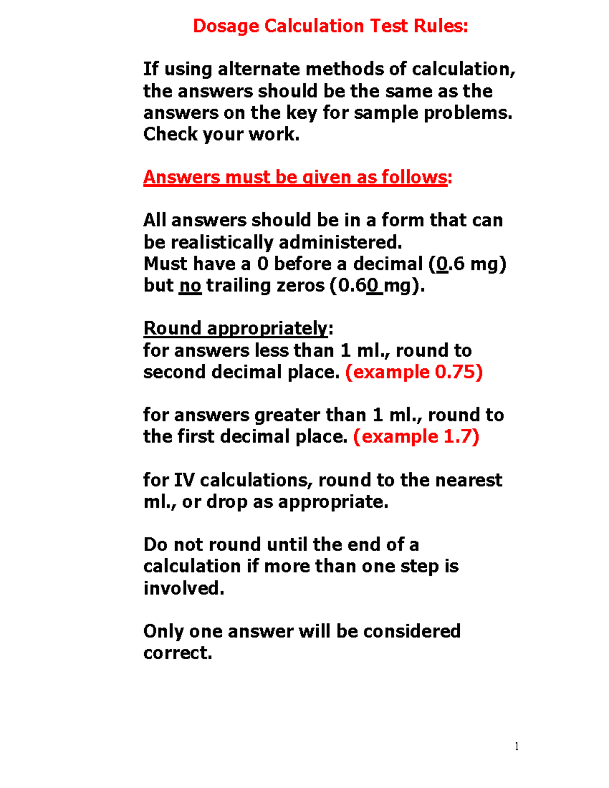 Dosage Calculation Practice Answers Fall 2022 B - Dosage Calculation ...
