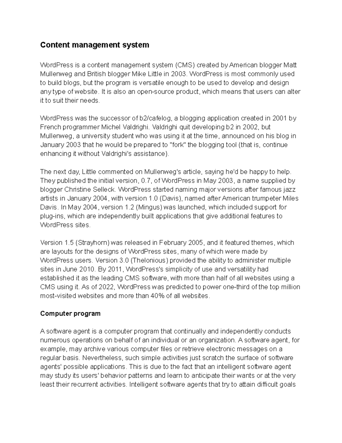 Content management system - WordPress is most commonly used to build ...