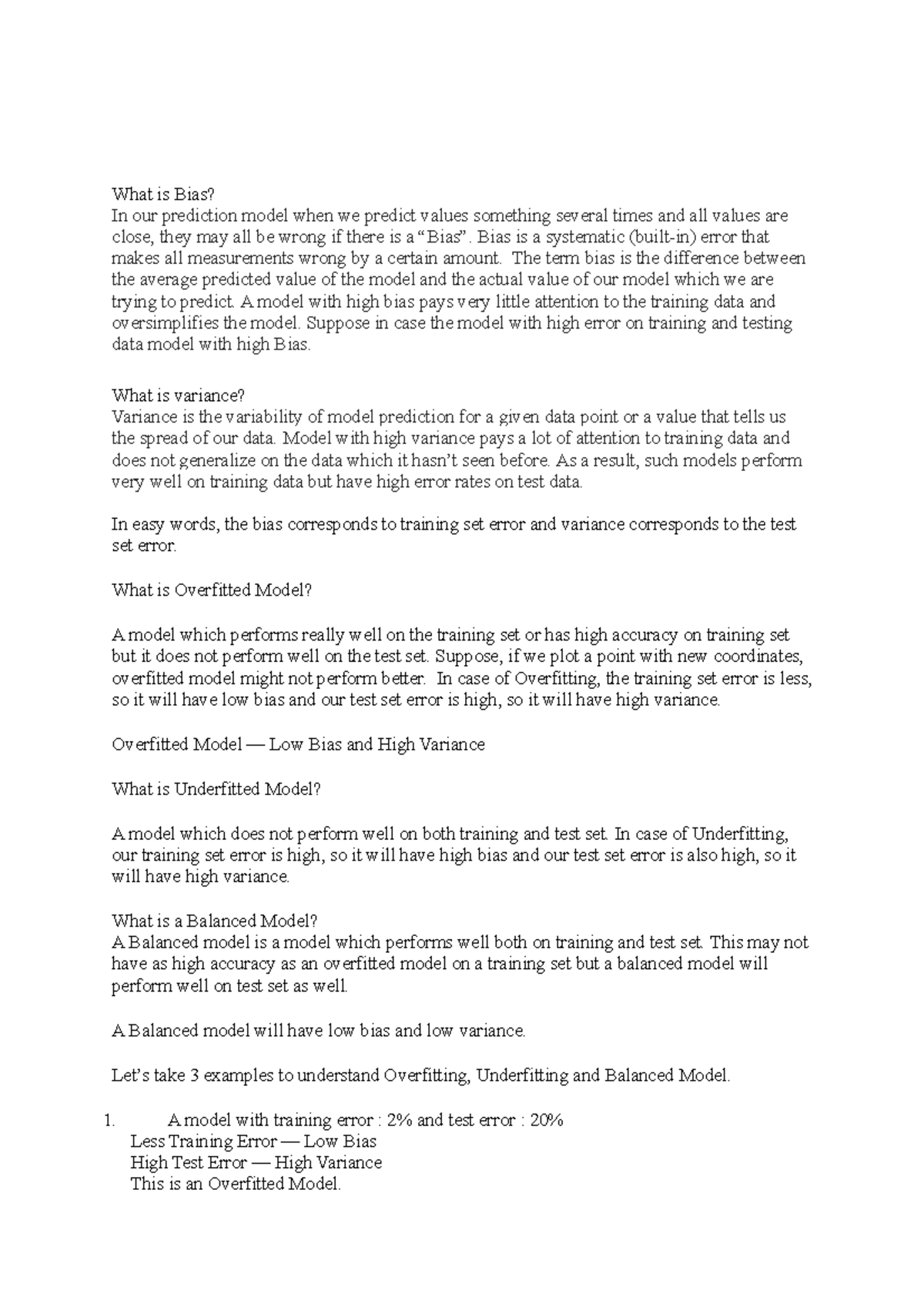 Overfitting Underfitting Bias Variance What Is Bias In Our Prediction Model When We Predict