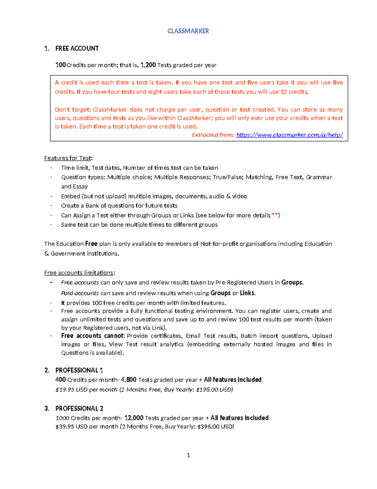 Class Marker - Step by Step Guidelines - CLASSMARKER 1. FREE ACCOUNT ...