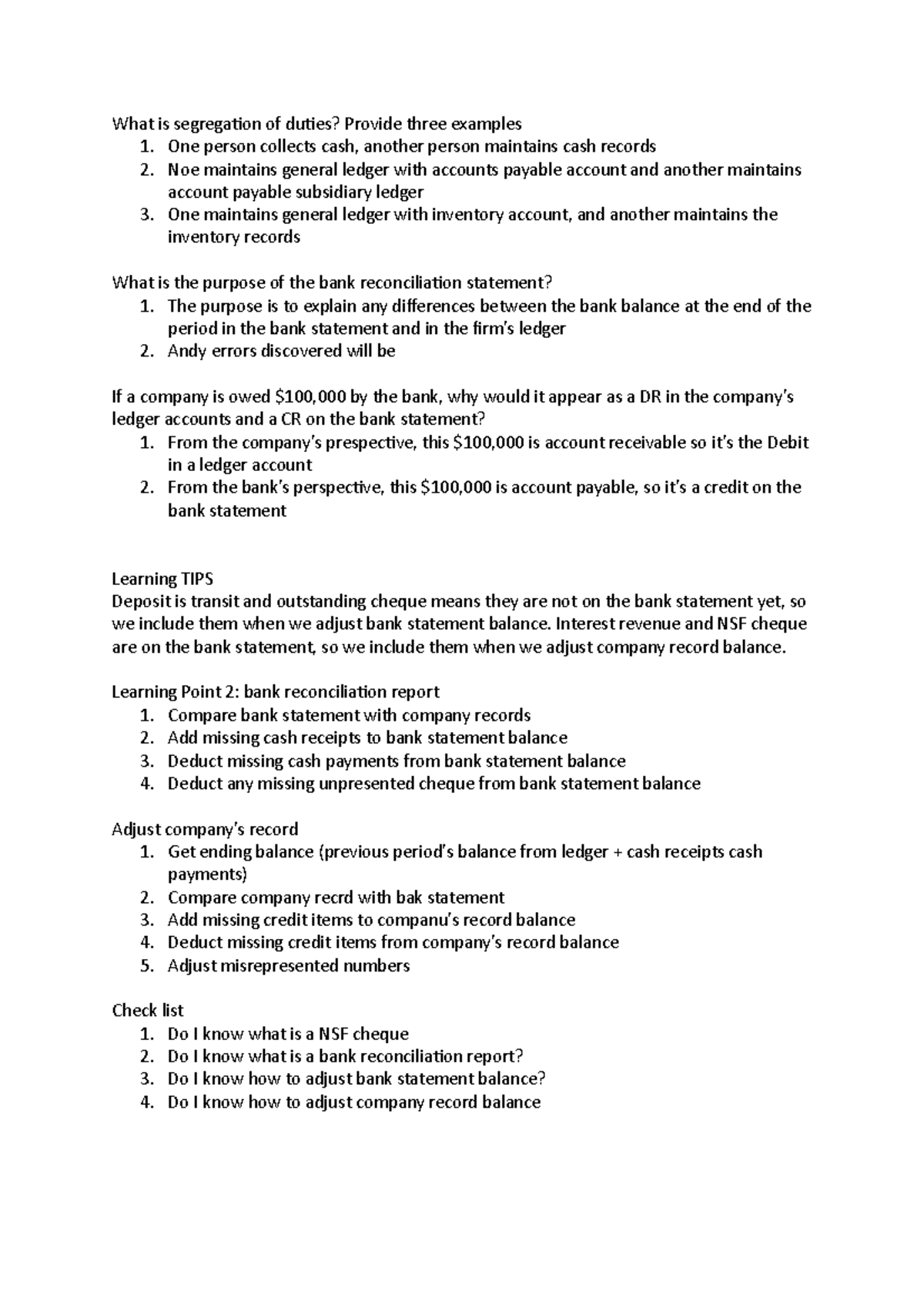 Acct week 8 - Homework for week 8 - What is segregation of duties ...