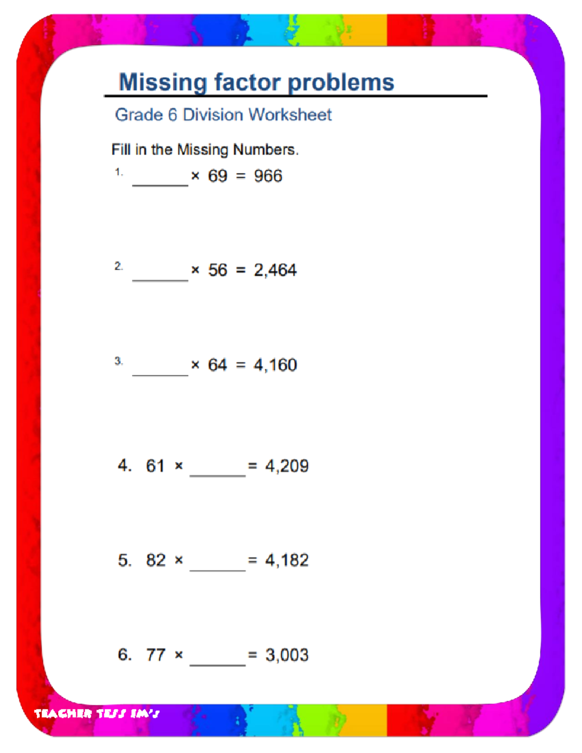 Grade 6 Division Worksheets - Math social learning - Studocu