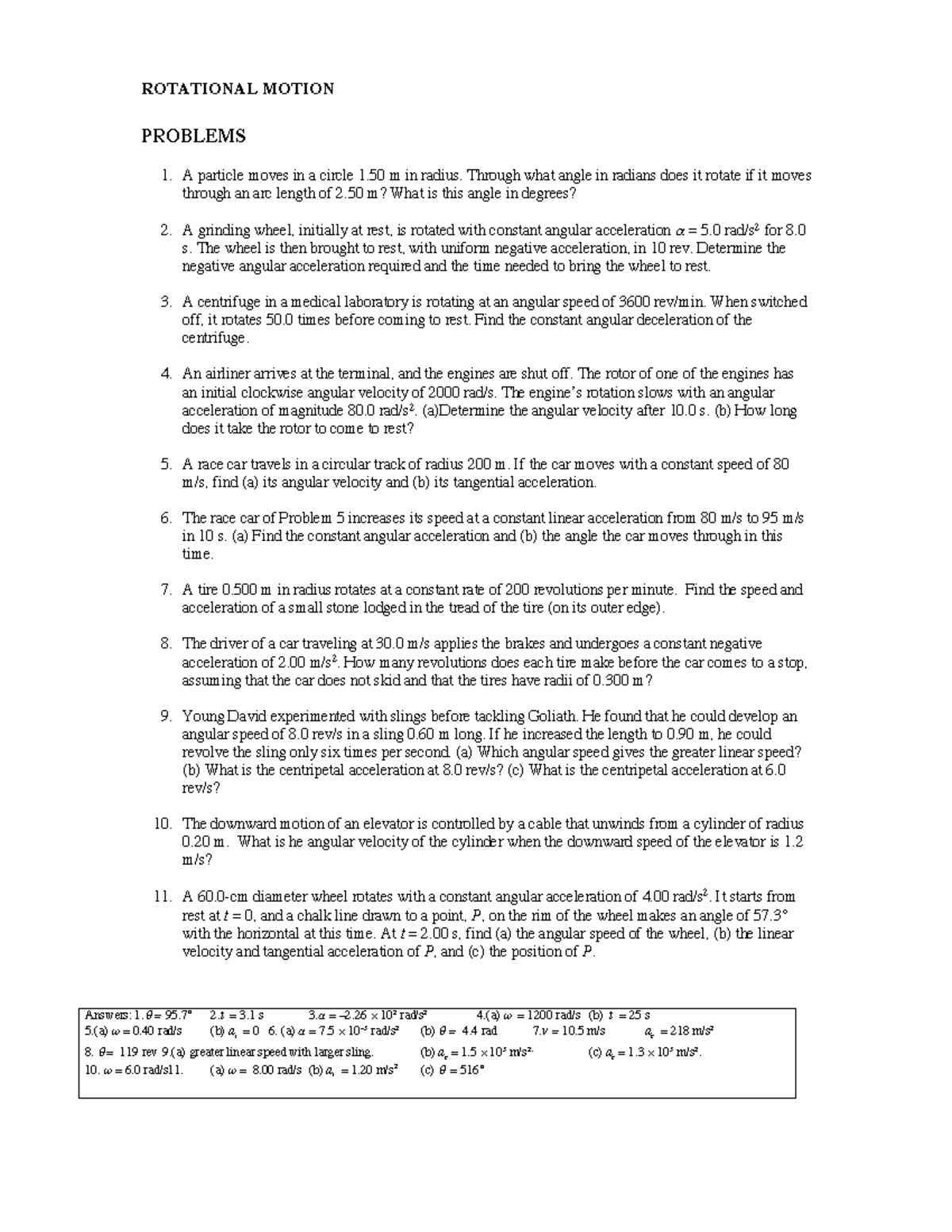 Rotational kinematics practice 241119 151205 - ROTATIONAL MOTION ...