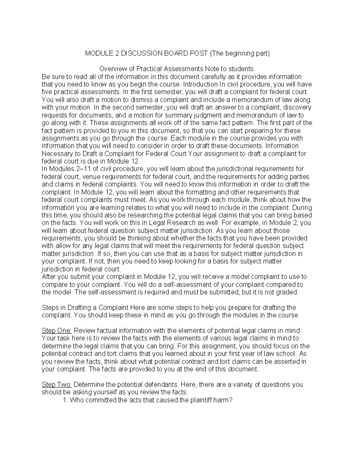 Discussion Board POST Template - MODULE 2 DISCUSSION BOARD POST (The ...