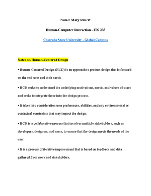 Principles of Interaction Design - Namе: Mary Robert Human-Computer ...