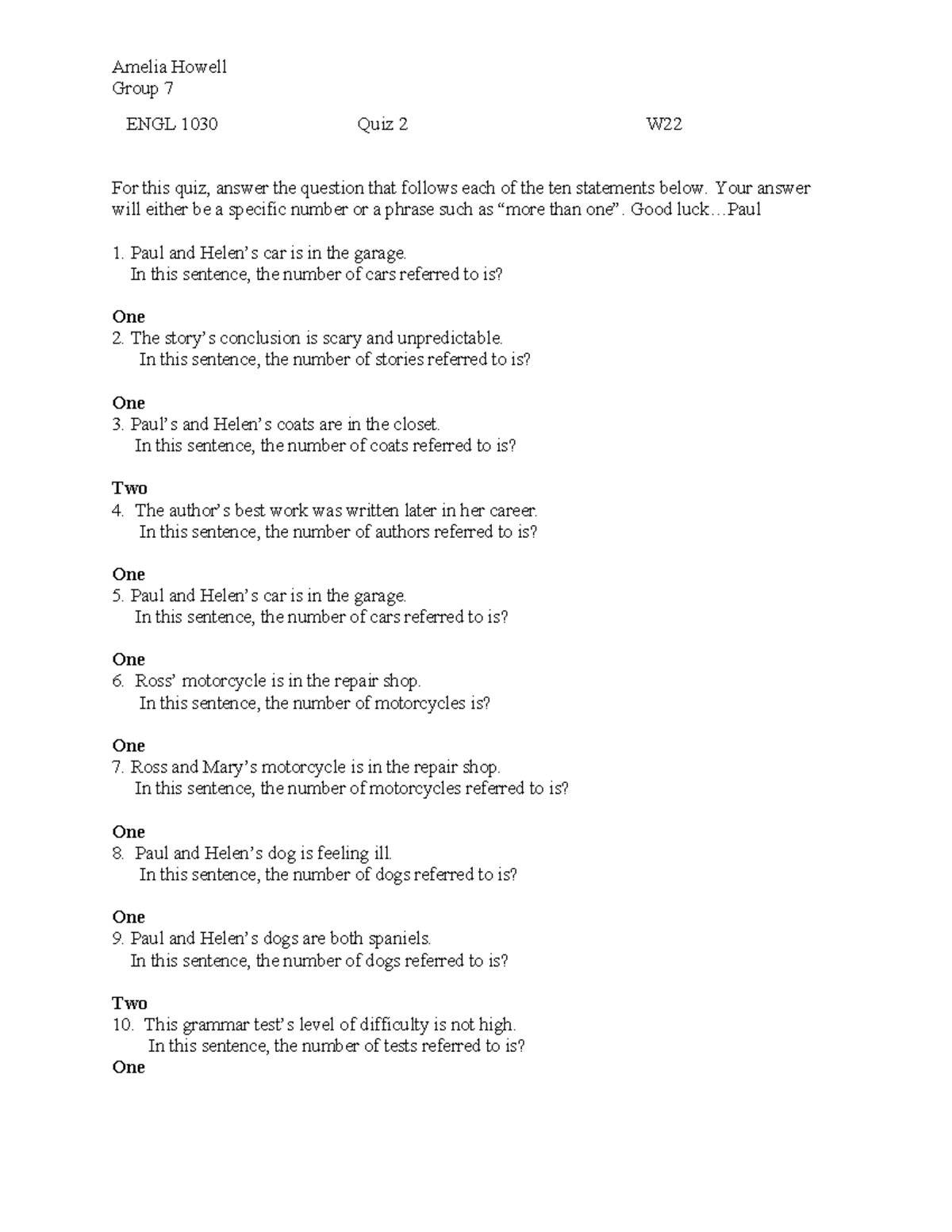 ENGL 1030 Quiz 2 W22 - ENGL 1030 Quiz 2 W22 - Amelia Howell Group 7 ...
