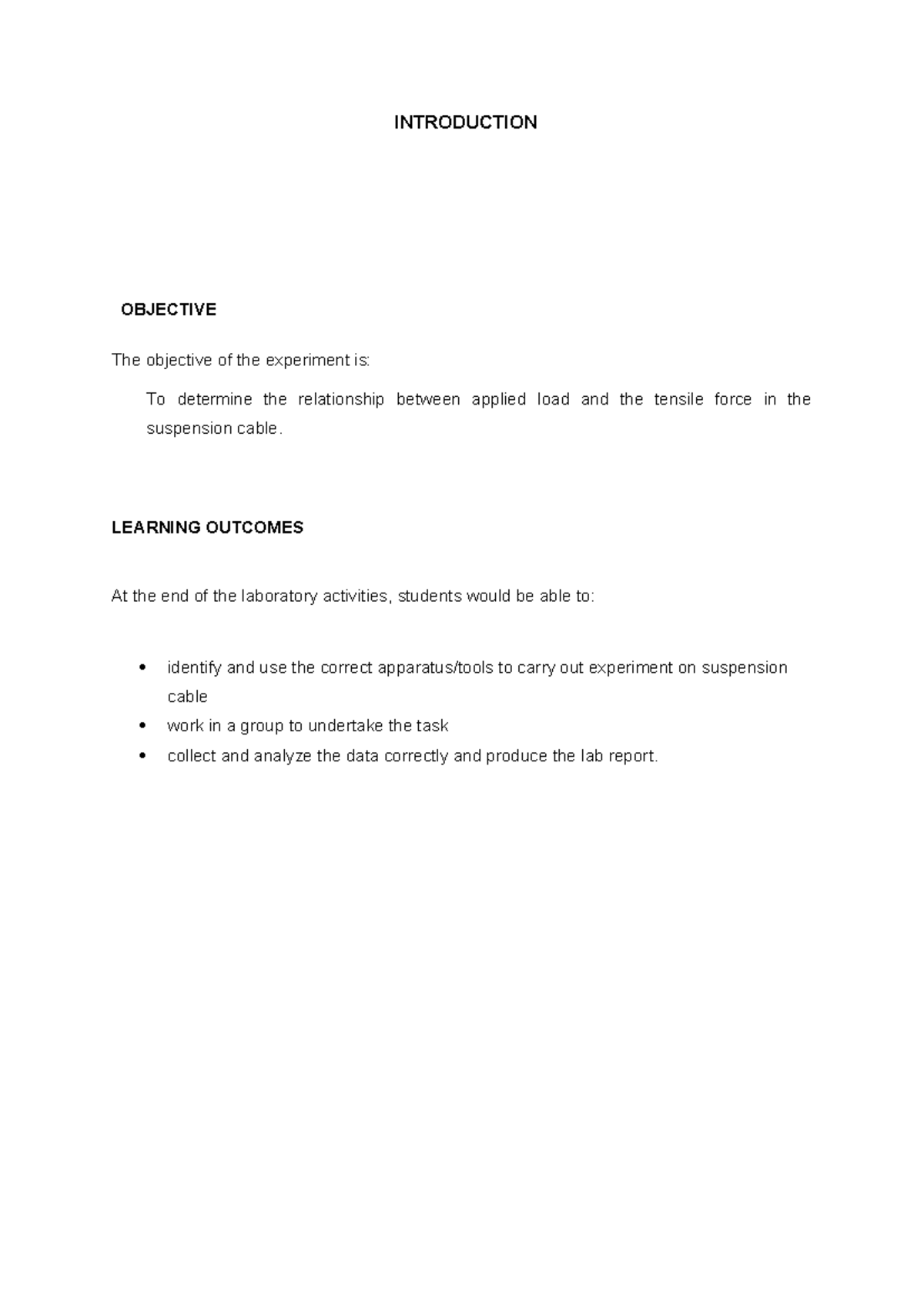 Introduction - INTRODUCTION OBJECTIVE The objective of the experiment ...