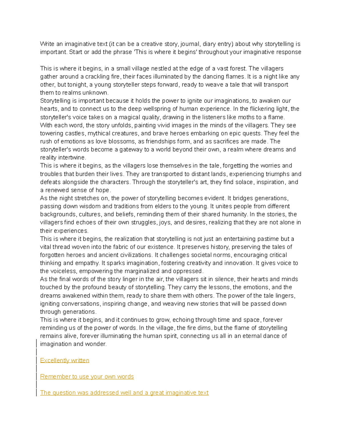 Focus On Writing - This is where it begins imaginative text - Write an ...