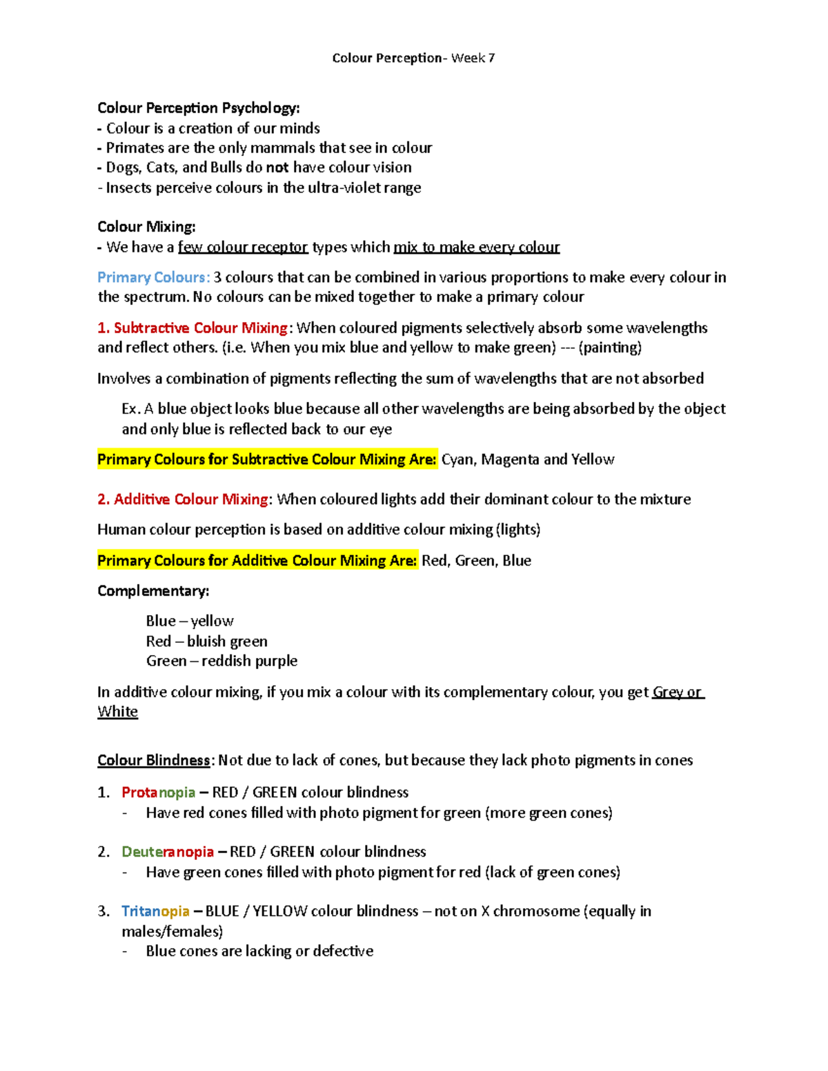 Colour Perception- Psych - Colour Perception Psychology: Colour is a ...