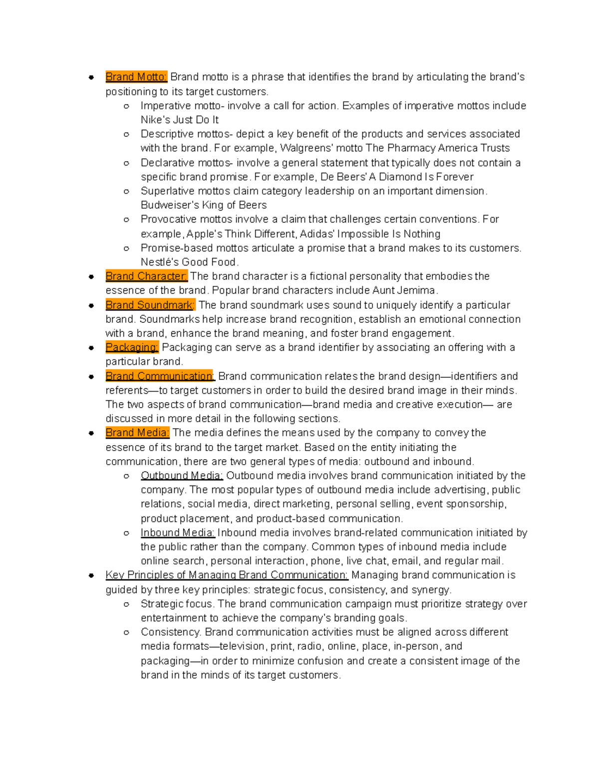 Brand Exam 2 Study Guide - Brand Motto: Brand motto is a phrase that ...