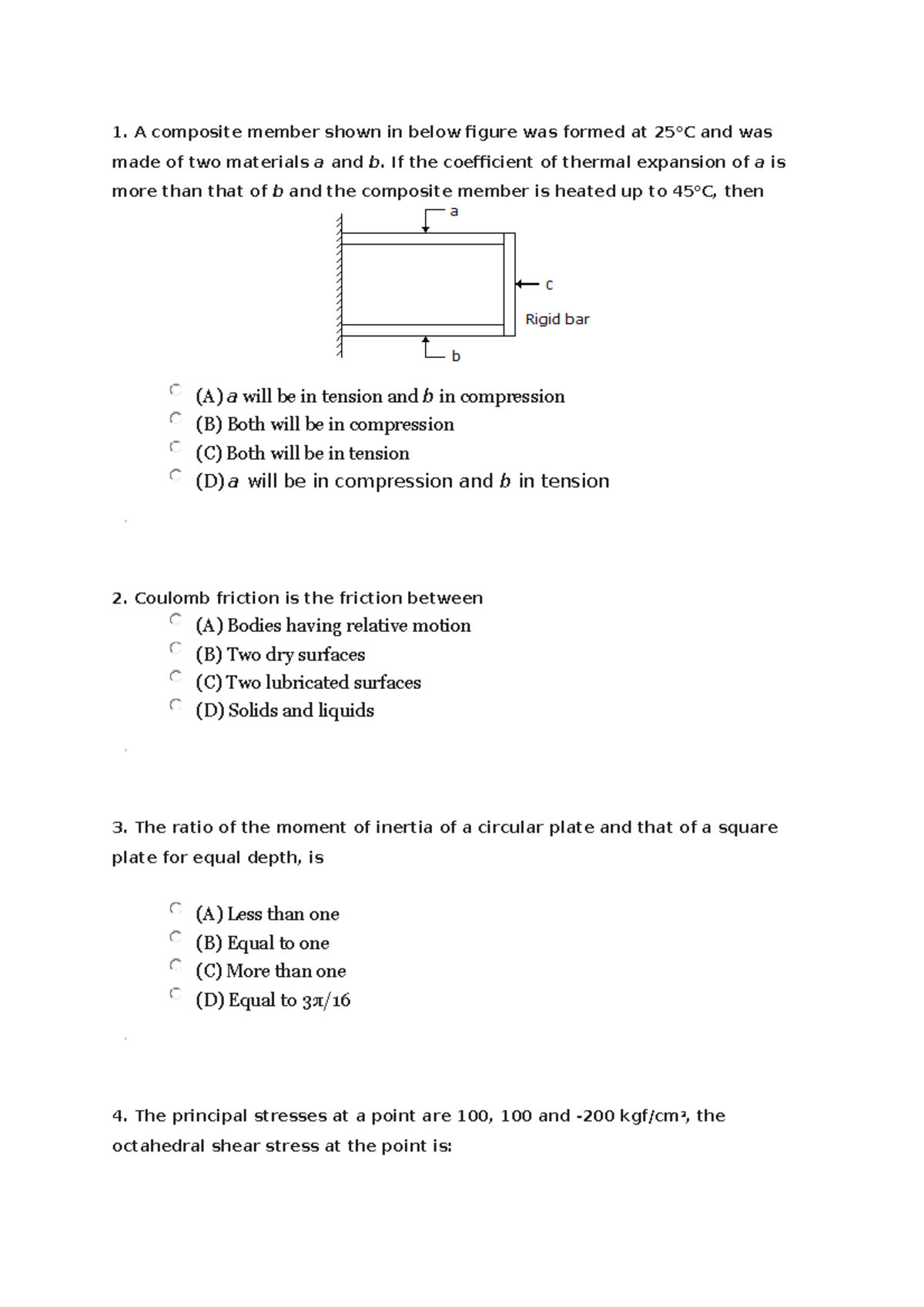 SOM LAB Questions - SOM MCQ WITH ANSWER - 1. A composite member shown ...
