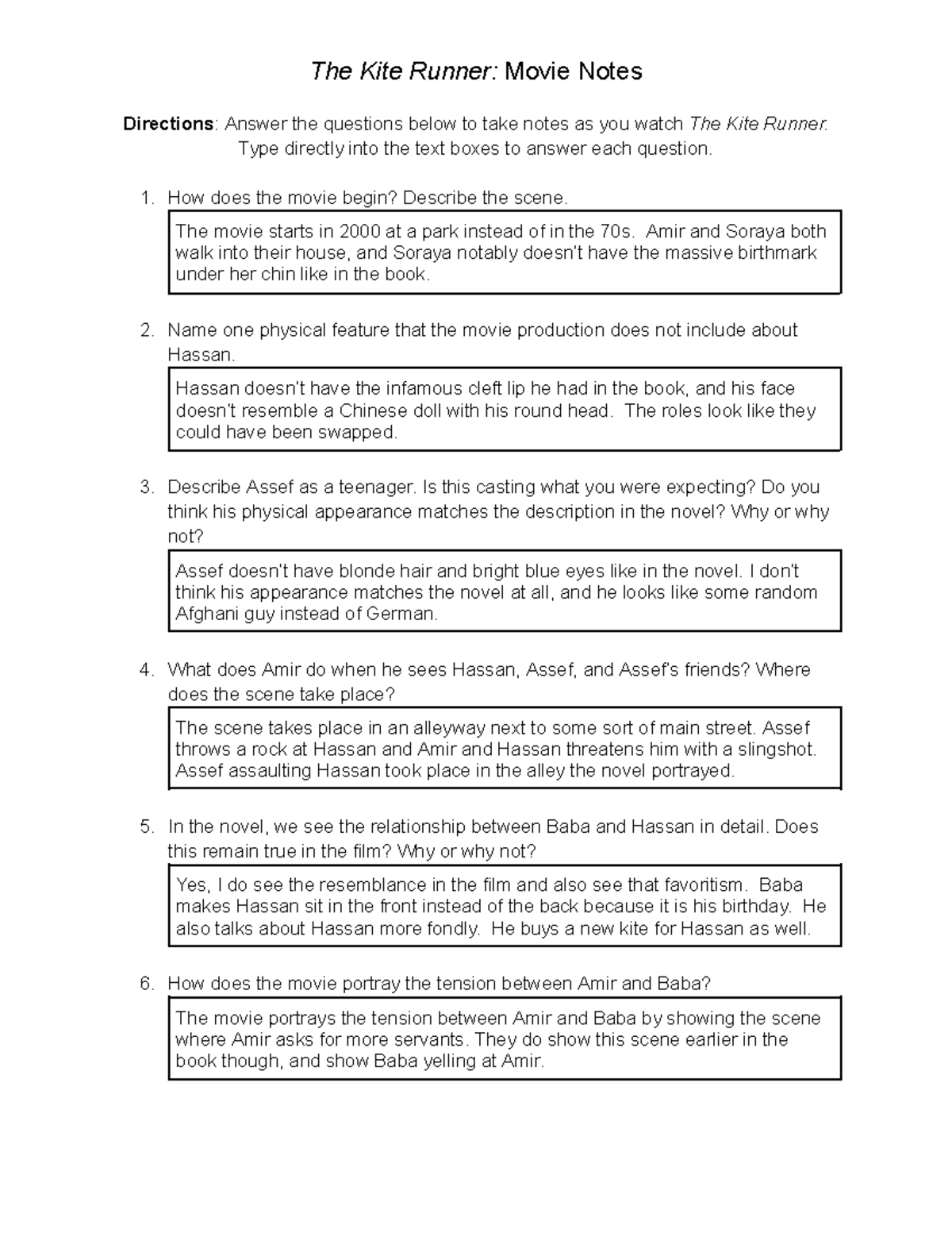 Kaffir Boy Movie Notes - The Kite Runner: Movie Notes Directions ...