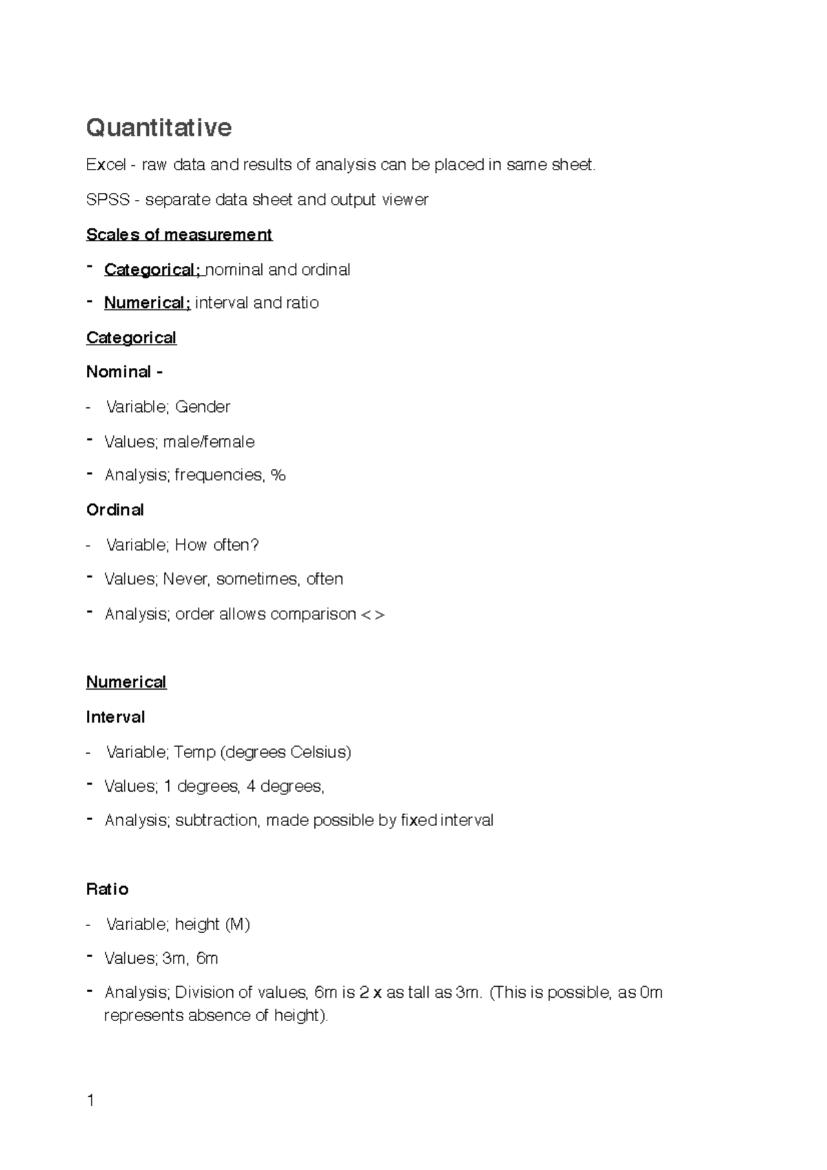 Quantitative Lecture Notes 1 2 Quantitative Excel Raw Data And Results Of Analysis Can Be
