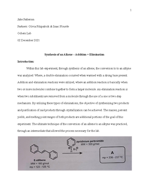 Ochem Lab Report 1-2 - Jake Patterson Partner: Isaac Plourde Ochem Lab ...