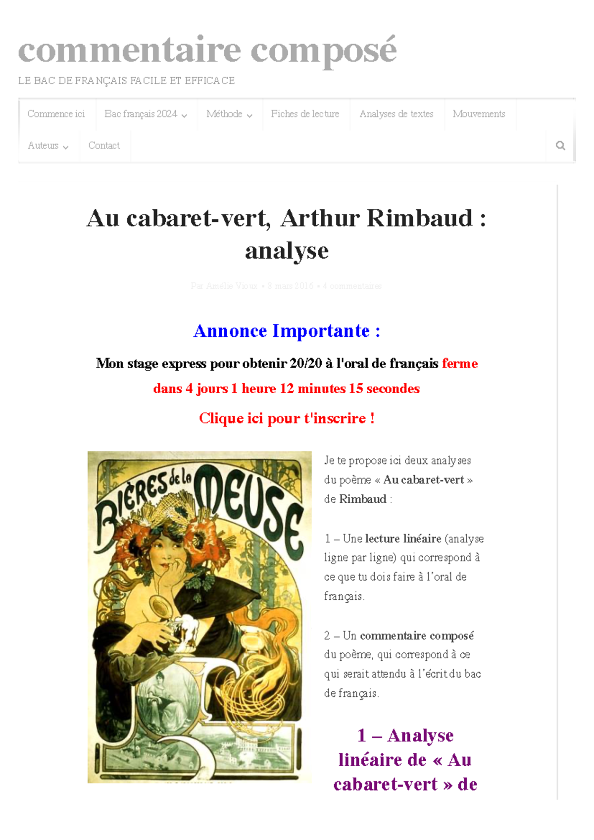 Au cabaret-vert, Rimbaud : poème de jeunesse autobiographique - Au ...