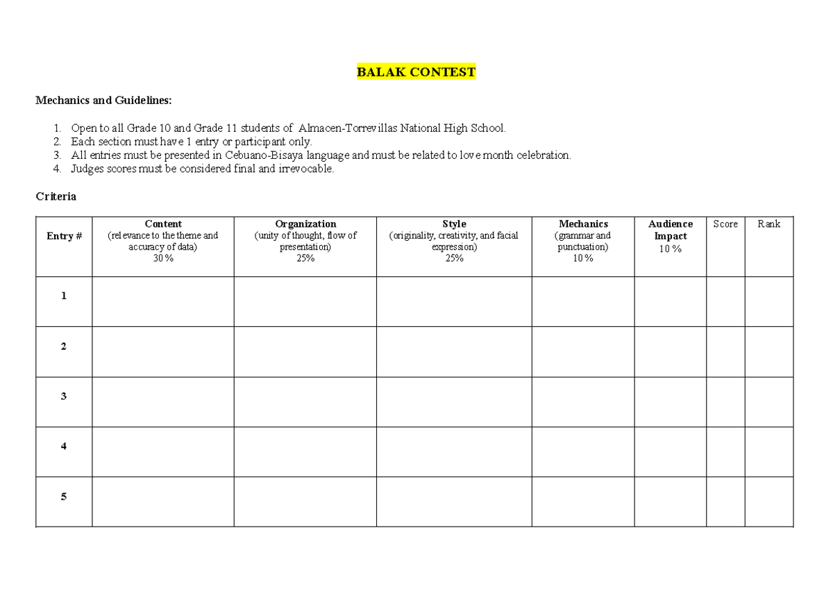 Balak Contest 1 - notes - BALAK CONTEST Mechanics and Guidelines: 1 ...