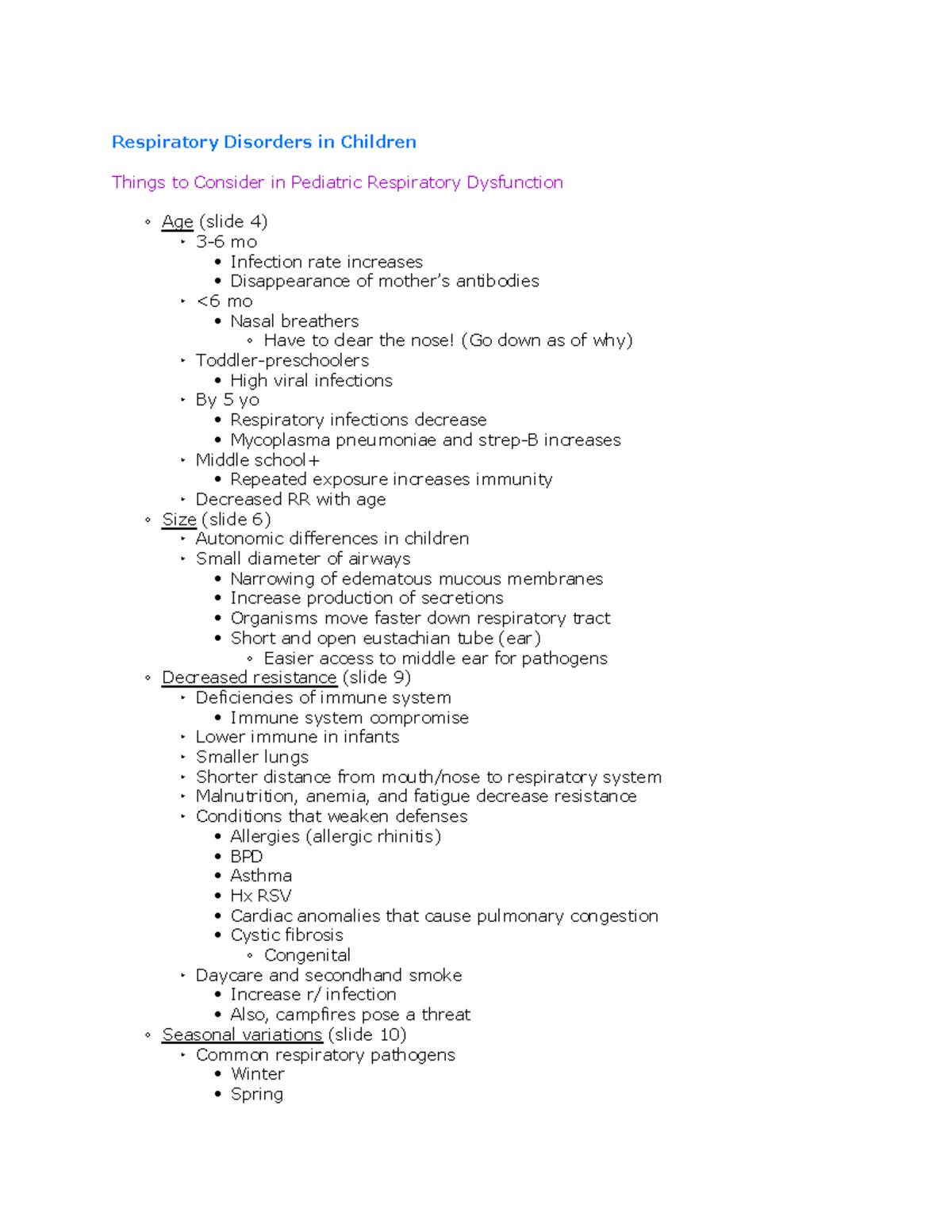 Respiratory Quiz 3 Respiratory Disorders In Children Things To