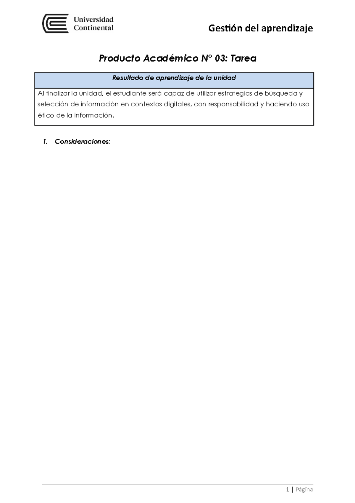 Producto académico Nº 3 - Producto Académico N° 03: Tarea Resultado de aprendizaje de la unidad ...