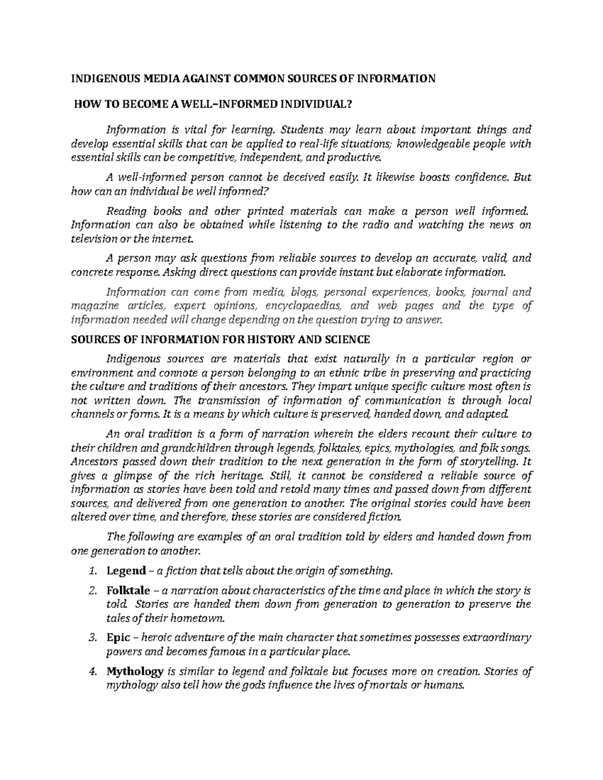 Indigenous Media Against Common Sources OF Information - INDIGENOUS ...