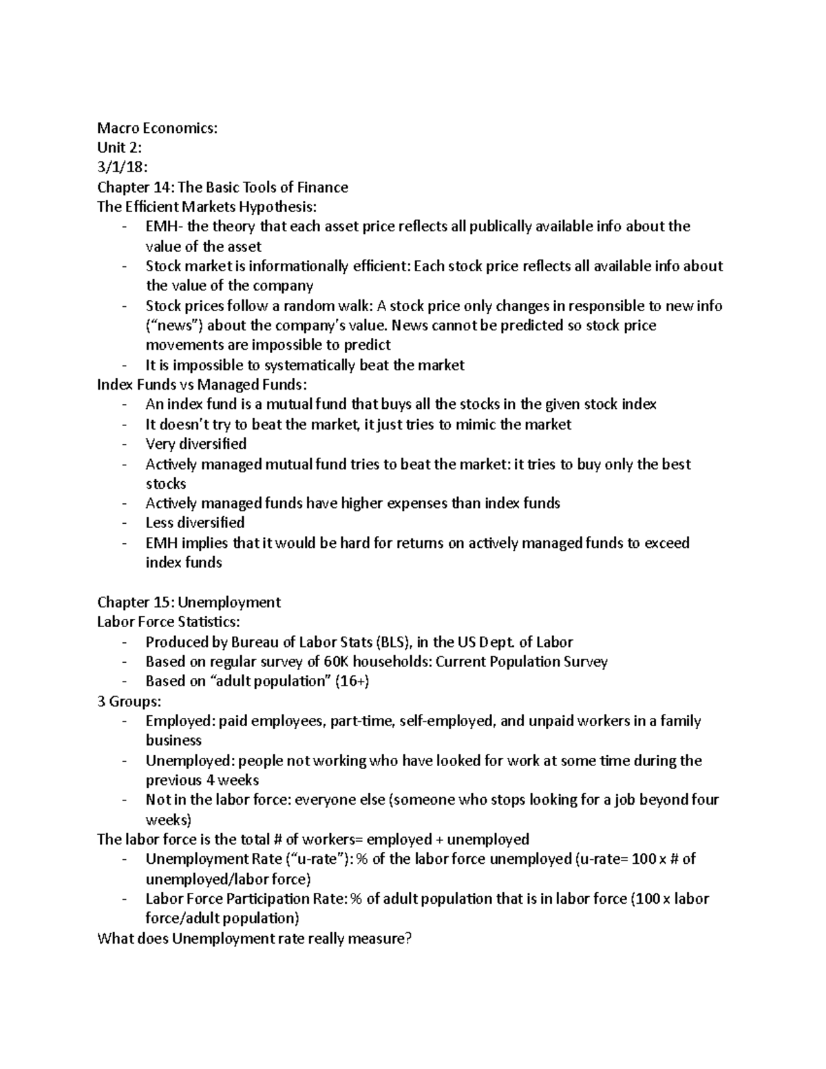 Econ - Study Guide - Macro Economics: Unit 2: 3/1/18: Chapter 14: The ...