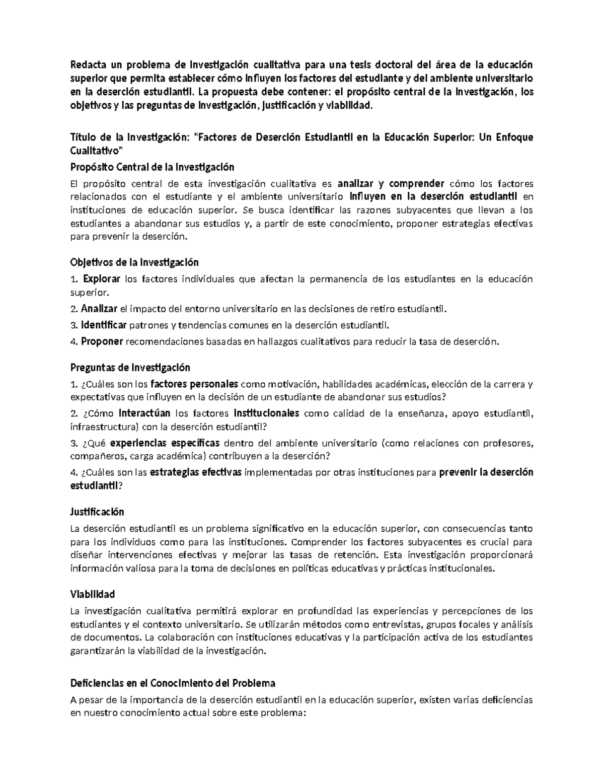 Factores de Deserción Estudiantil en la Educación Superior. Un Enfoque ...