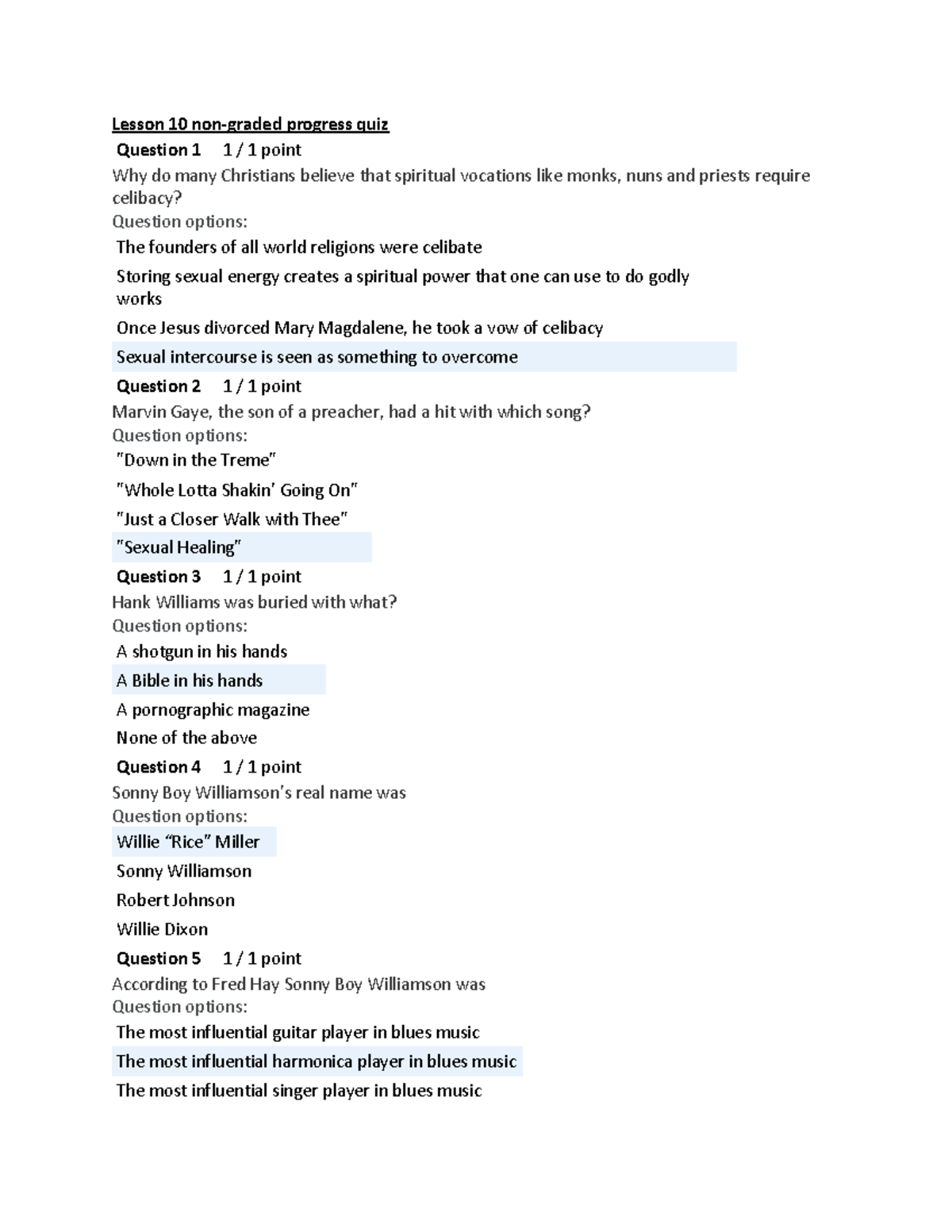 RE220 Lesson 10 non-graded progress quiz - Lesson 10 non-graded ...