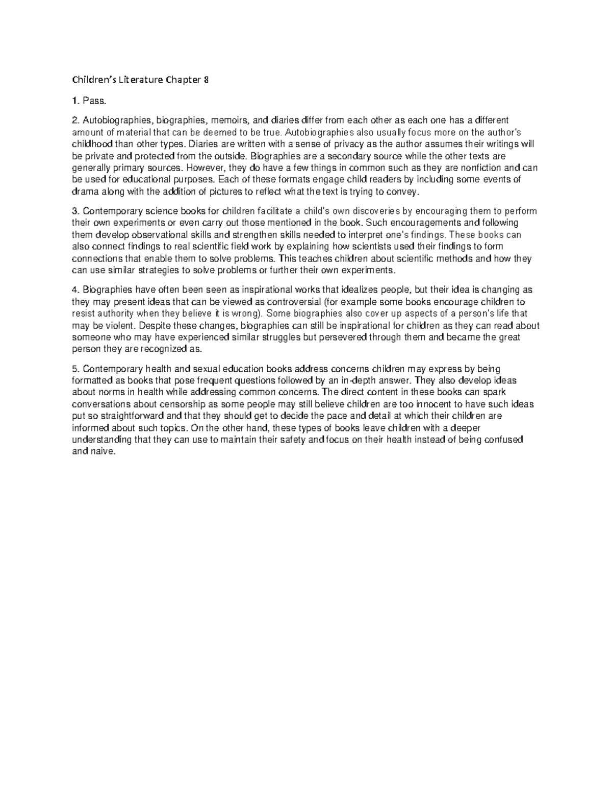 Children’s Literature Ch. 8 - Children’s Literature Chapter 8 Pass ...