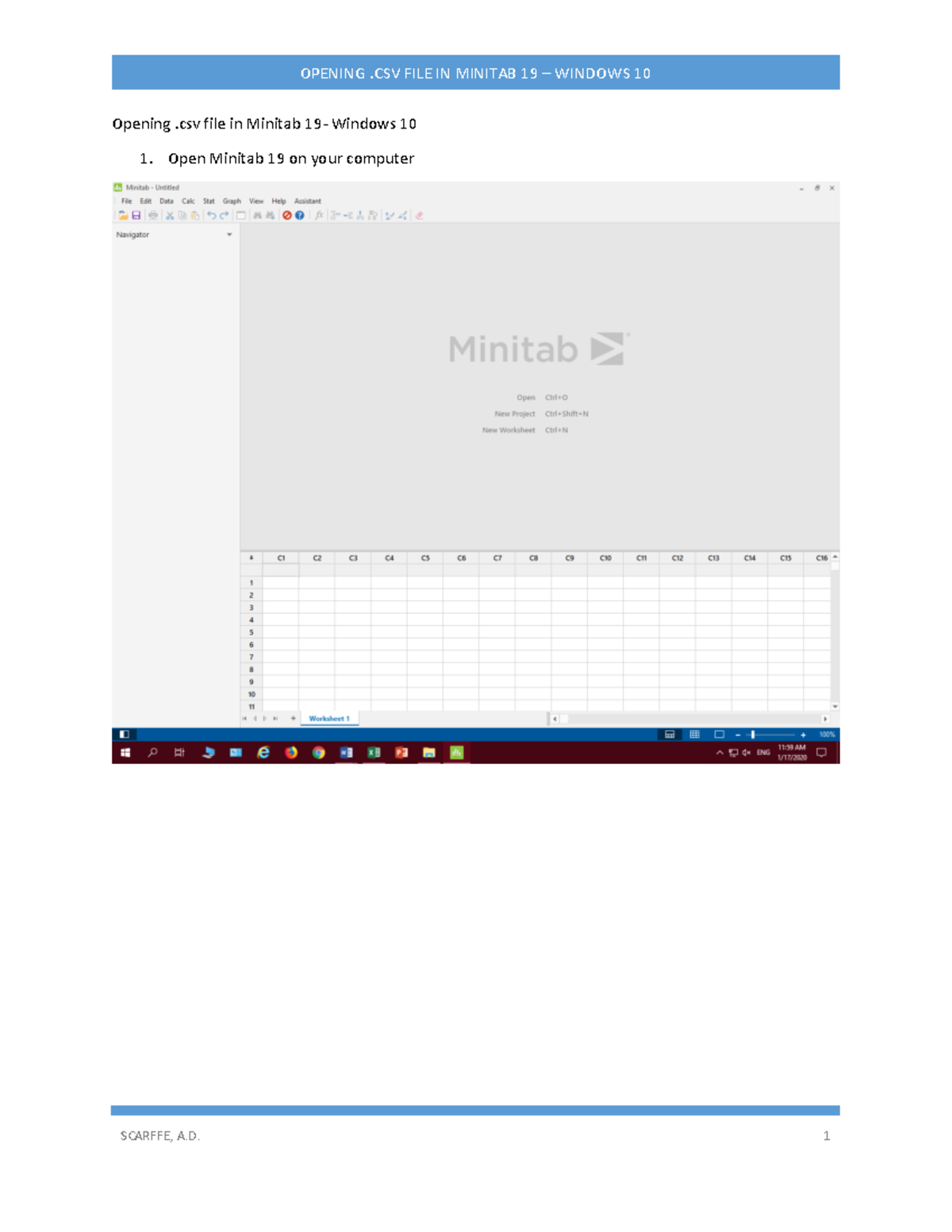 Opening .csv file in Minitab 19 on Windows 10 - Opening .csv file in ...