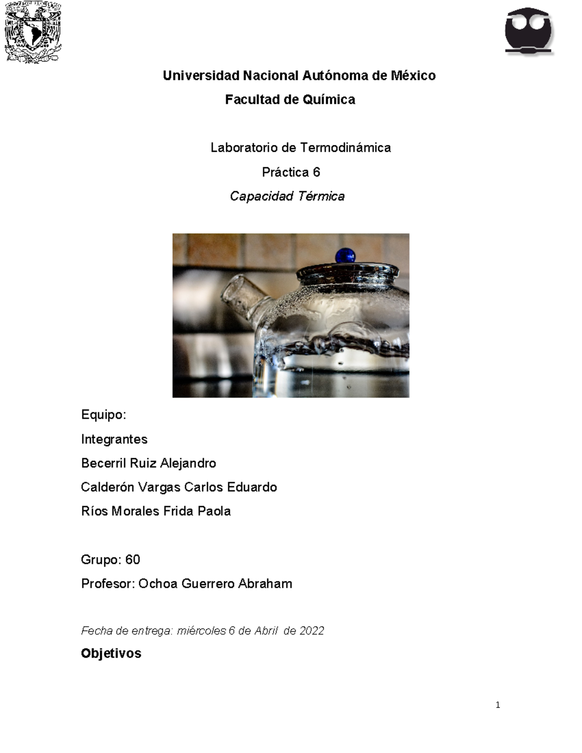 Práctica 6 capacidad térmica - Universidad Nacional Autónoma de México ...