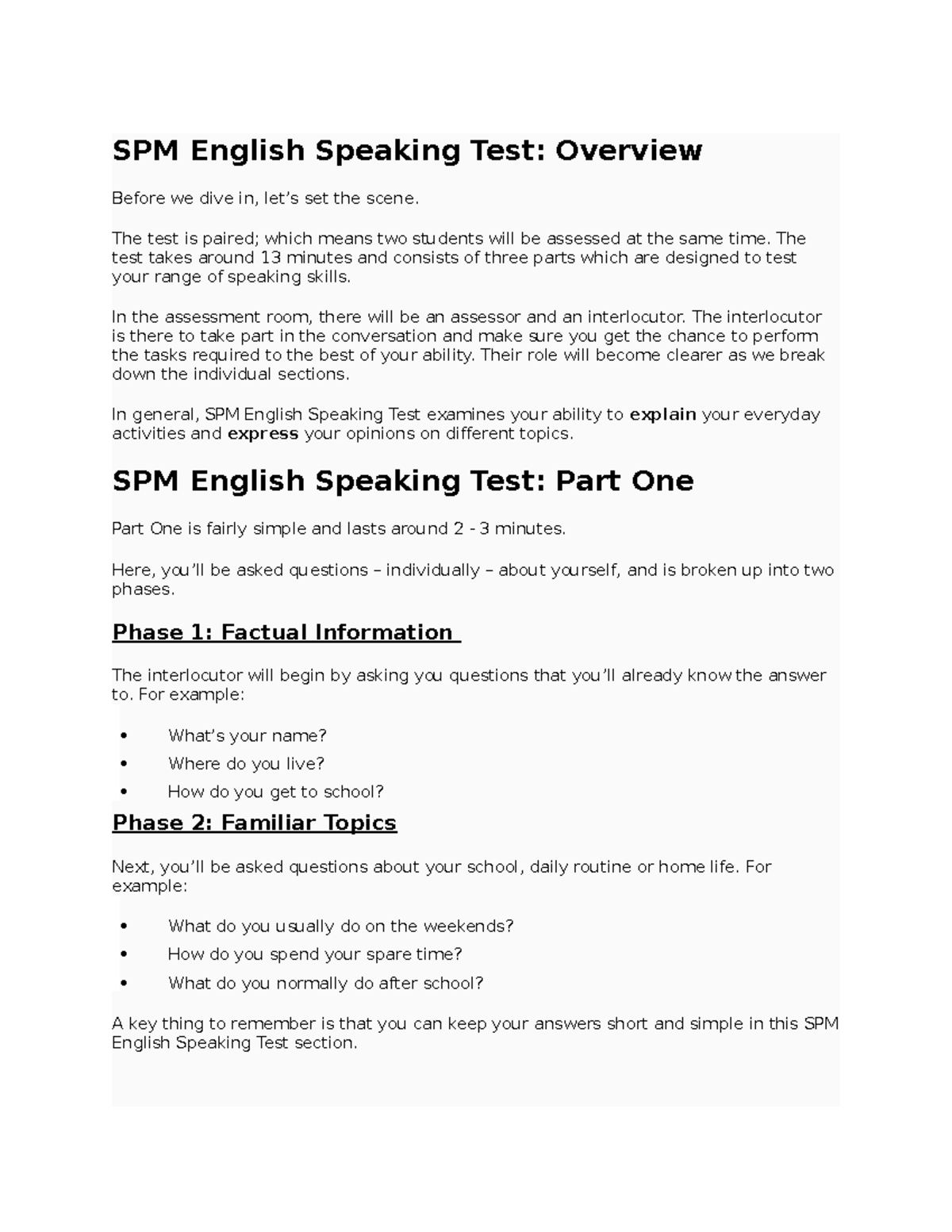 SPM English Speaking Test - The test is paired; which means two ...