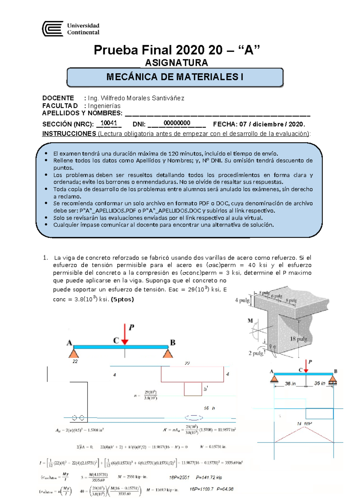 Solucionario Evaluación Final 2020-20b - Prueba Final 2020 20 – “A” ASIGNATURA DOCENTE : Ing ...
