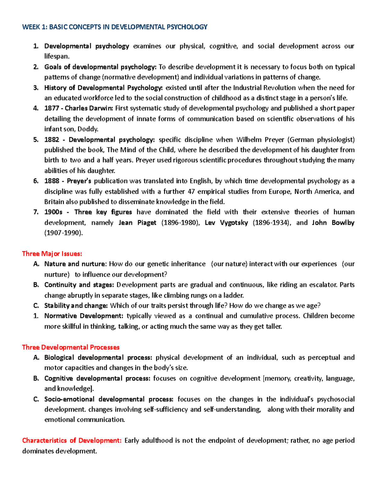 Dev Psych - WEEK 1: BASIC CONCEPTS IN DEVELOPMENTAL PSYCHOLOGY ...