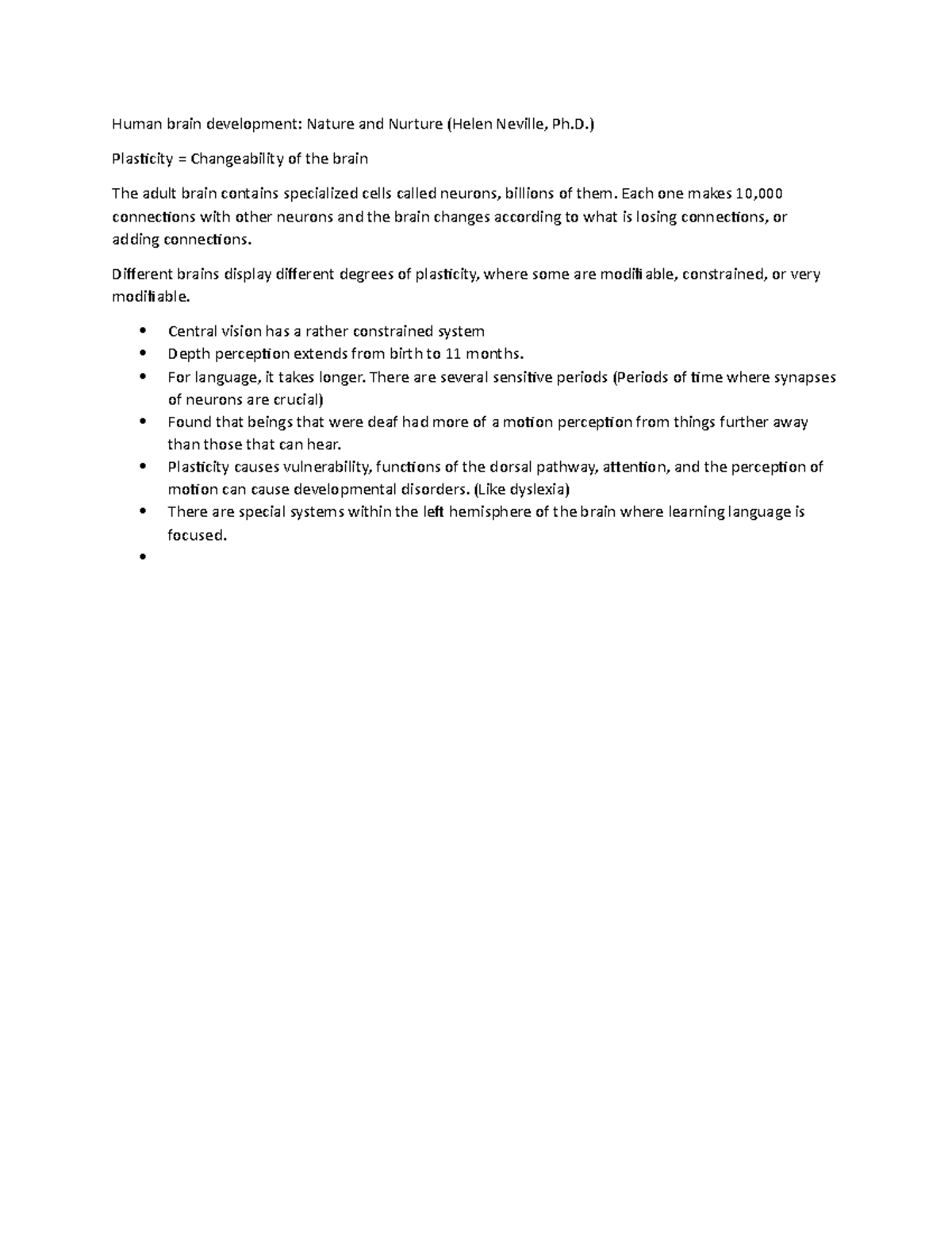 Nature.Nurture.Human Brain Development. Docu.Lecture Notes - Human ...