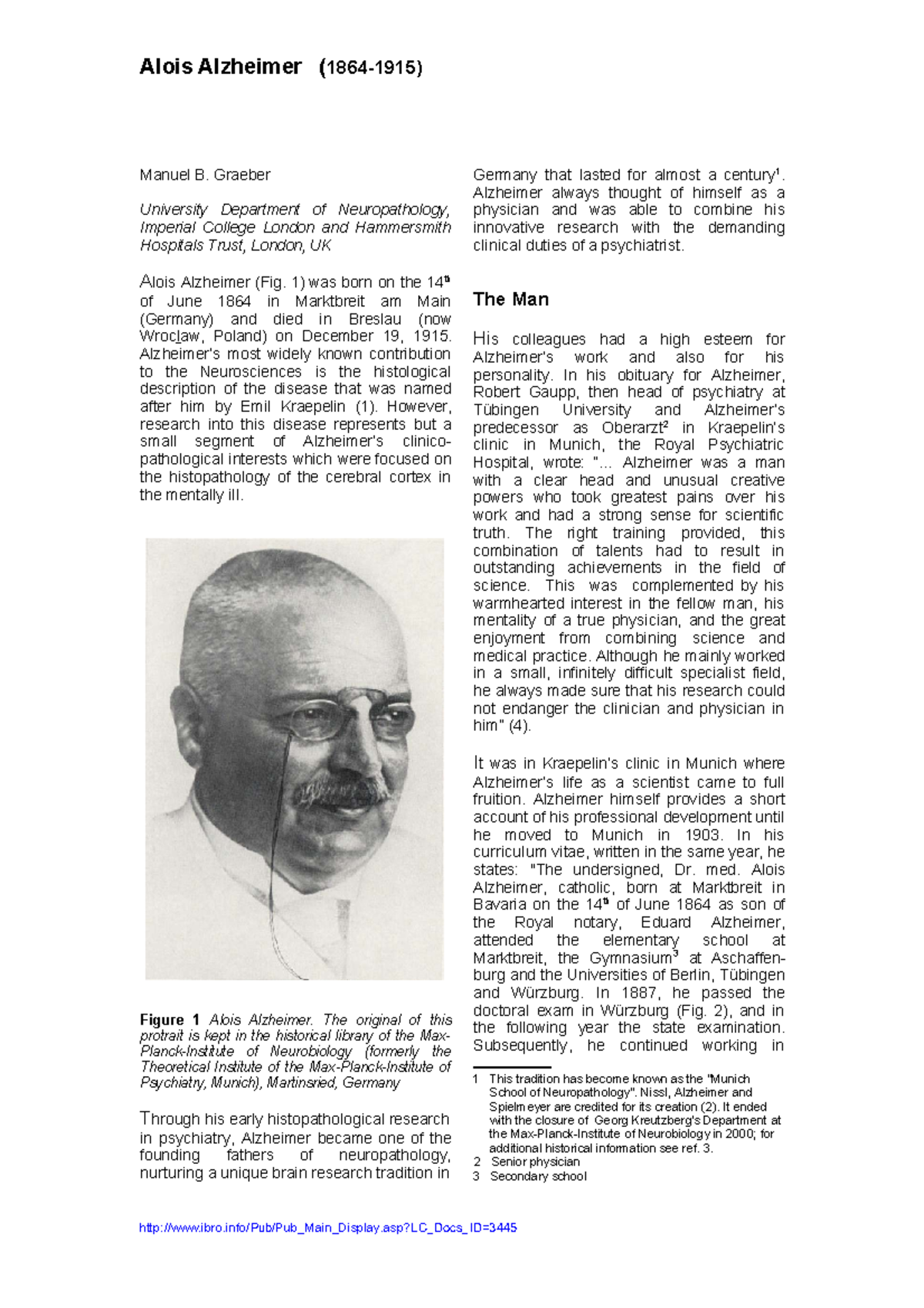 Alzheimer-Alois-4 - paper - Manuel B. Graeber University Department of ...