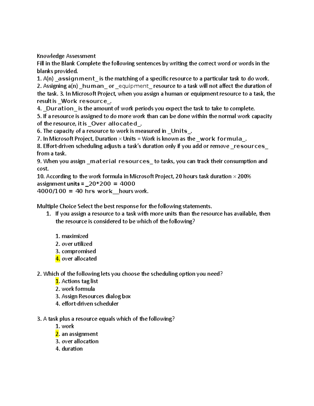 Knowledge Assessment 3 x - Knowledge Assessment Fill in the Blank ...