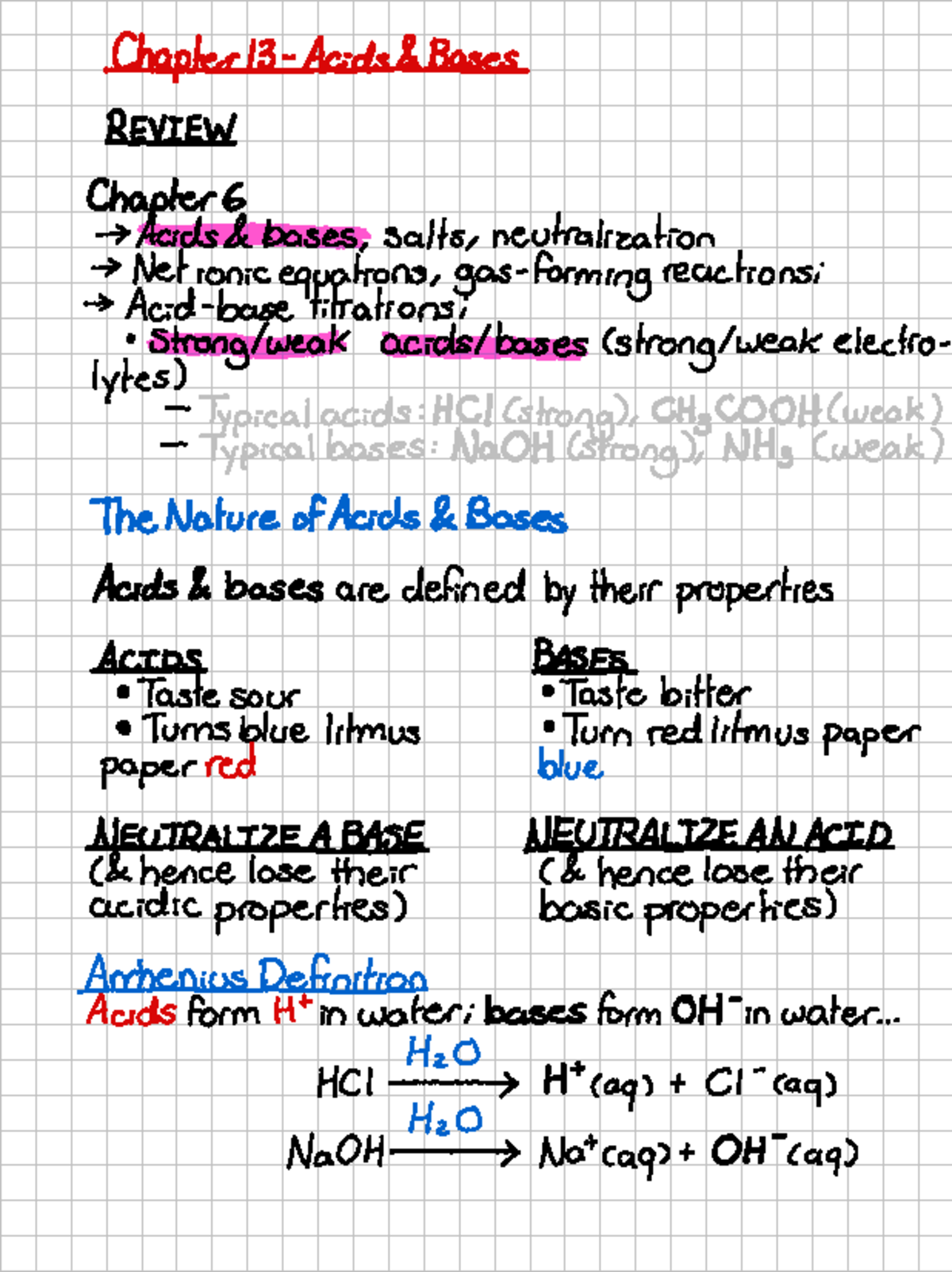 Chapter 13 - Acids and Bases - Chapter Bases REVIEW Chapter 6 Acids ...