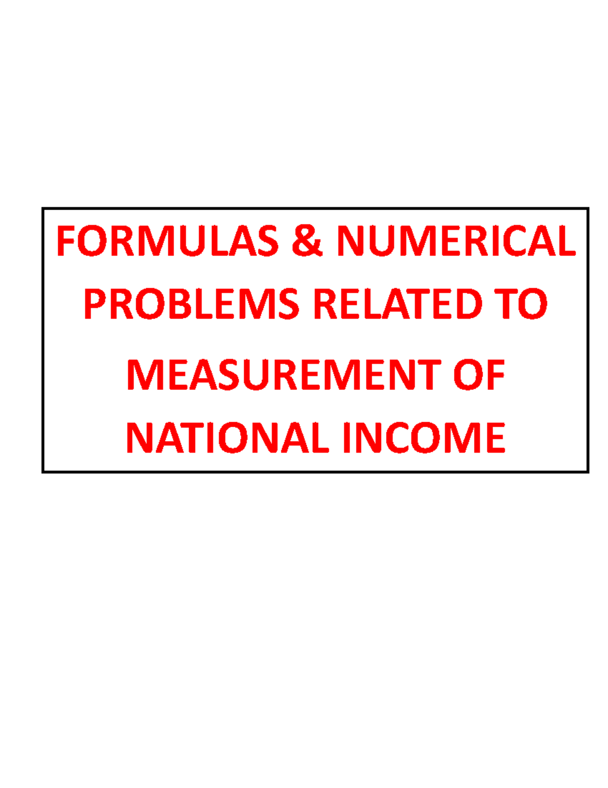 218143063 National Income Formula and Numericals - FORMULAS & NUMERICAL ...