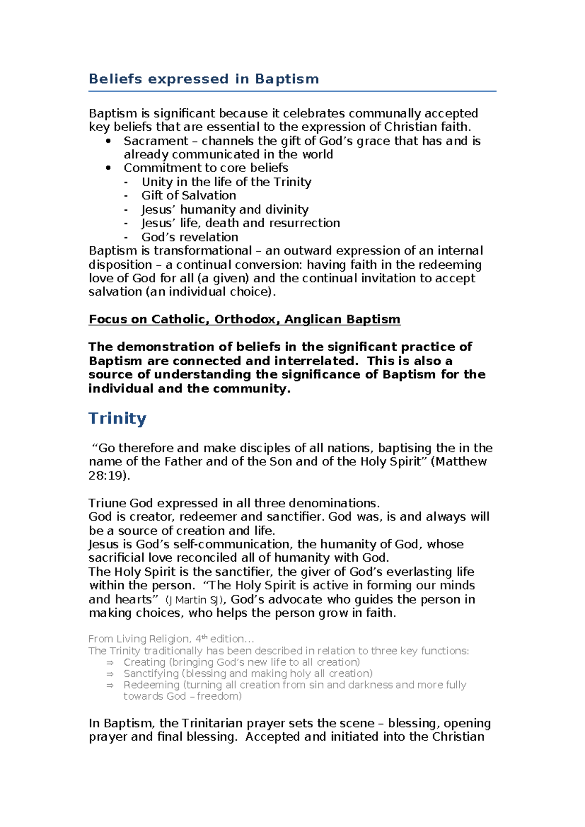 baptism notes -and how it expresses agape love for christian ...