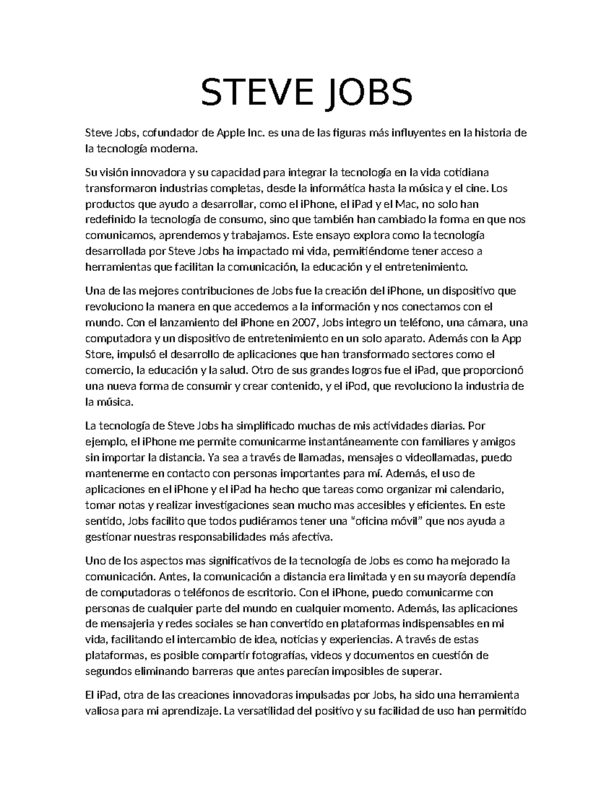 Steve JOBS - Inventor de algunos proyectos tecnologicos - STEVE JOBS ...