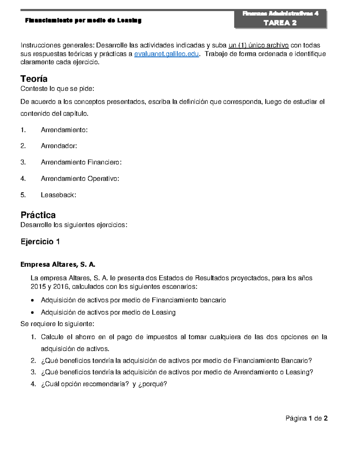 Fa+4+-+tarea+2 - Formato de la tarea Finanzas Administrativas 4 ...