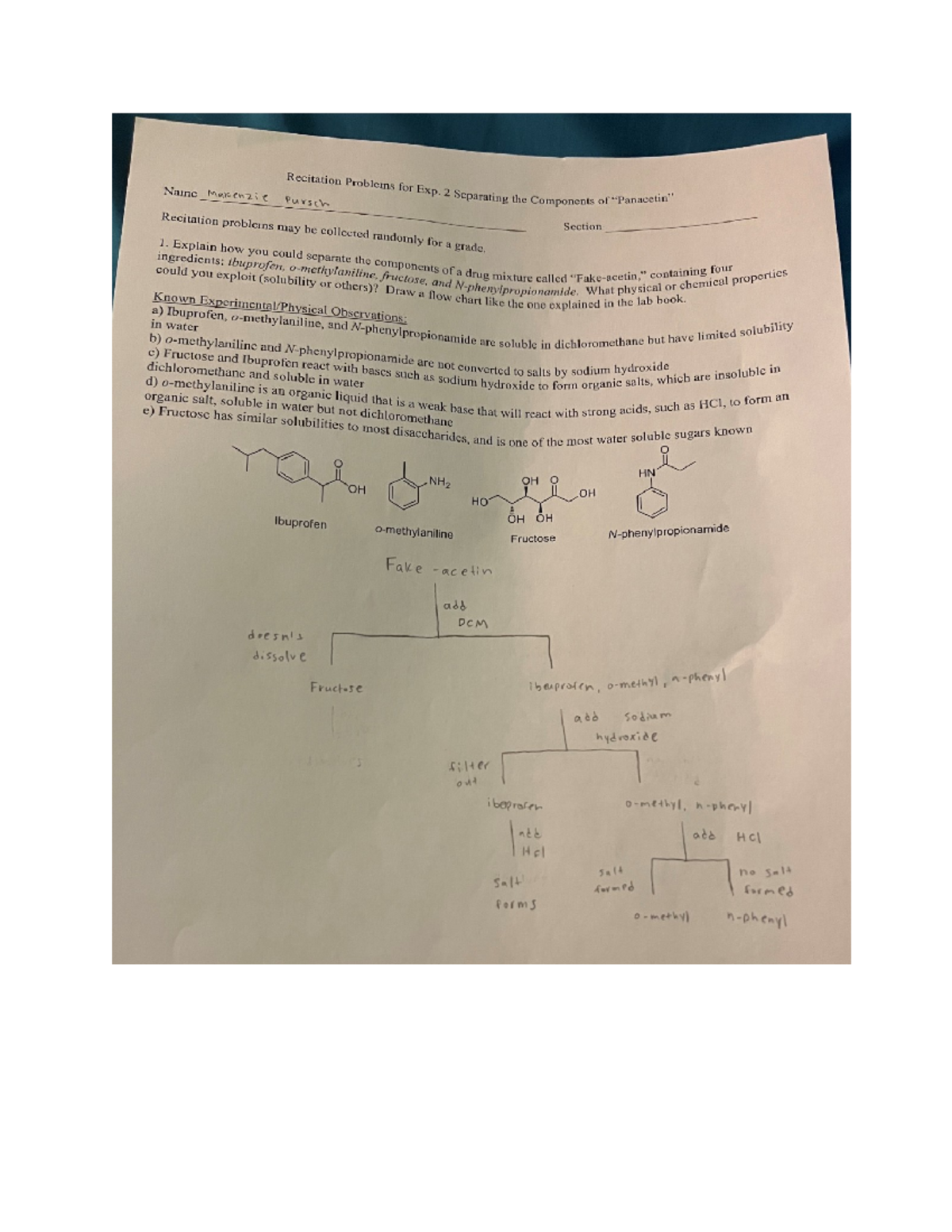 Exp 2 Rec - Recitation Sheet - CHEMC343 - Studocu