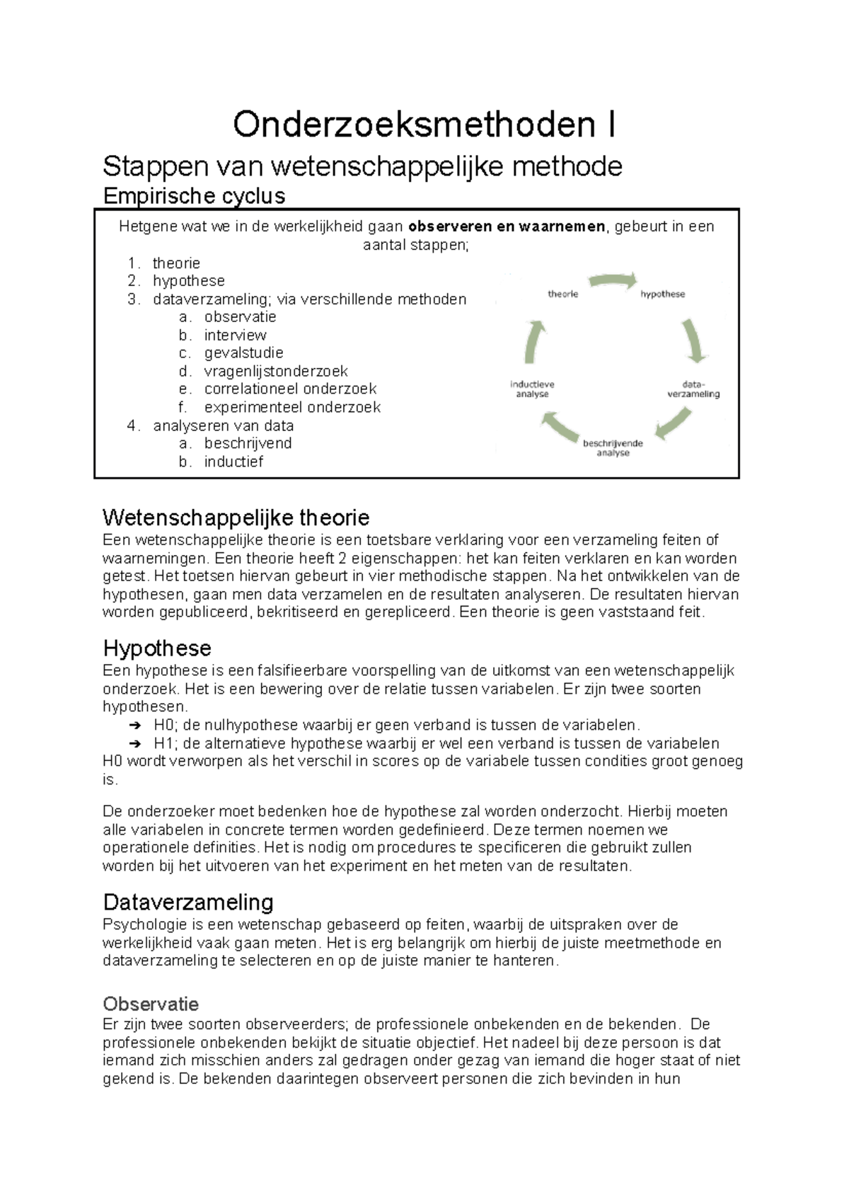 Onderzoeksmethoden I - Onderzoeksmethoden I Stappen van ...